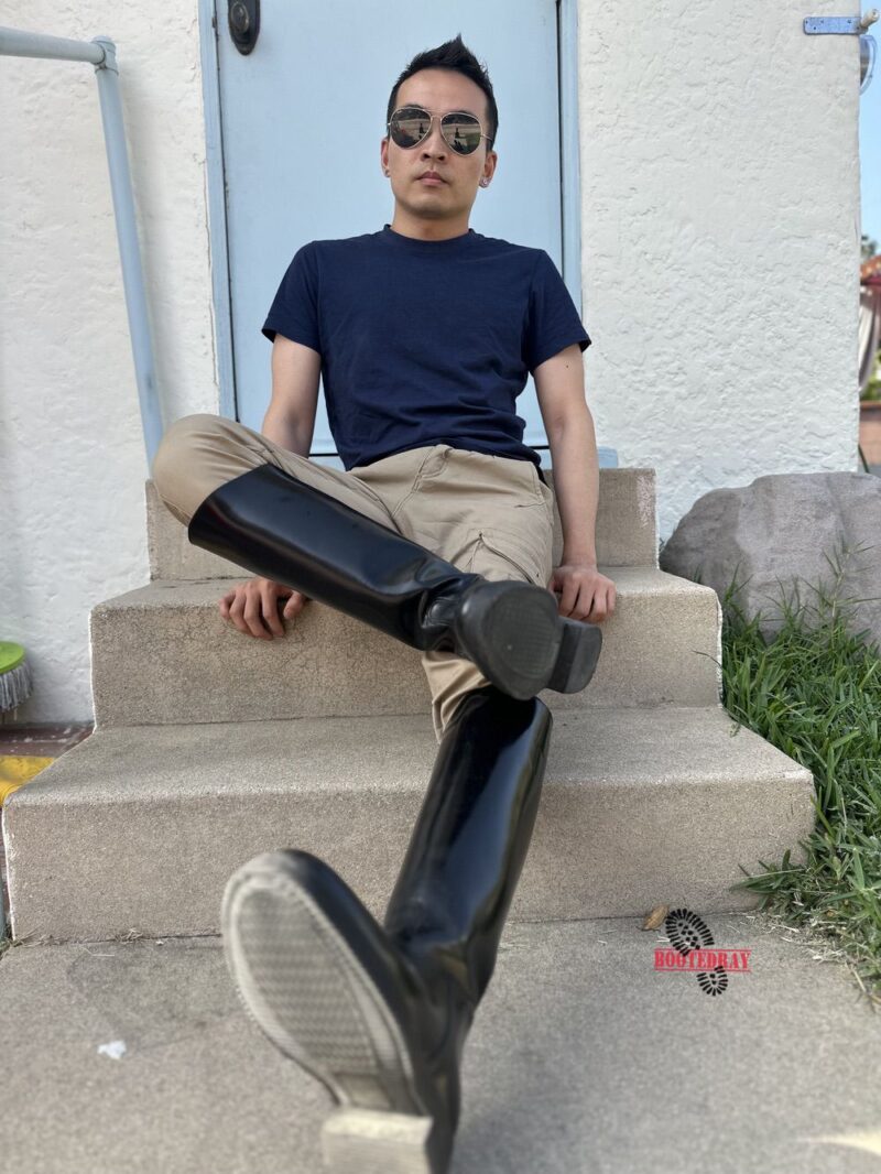 Embossy American Leather Riding Boots - BootedRAY