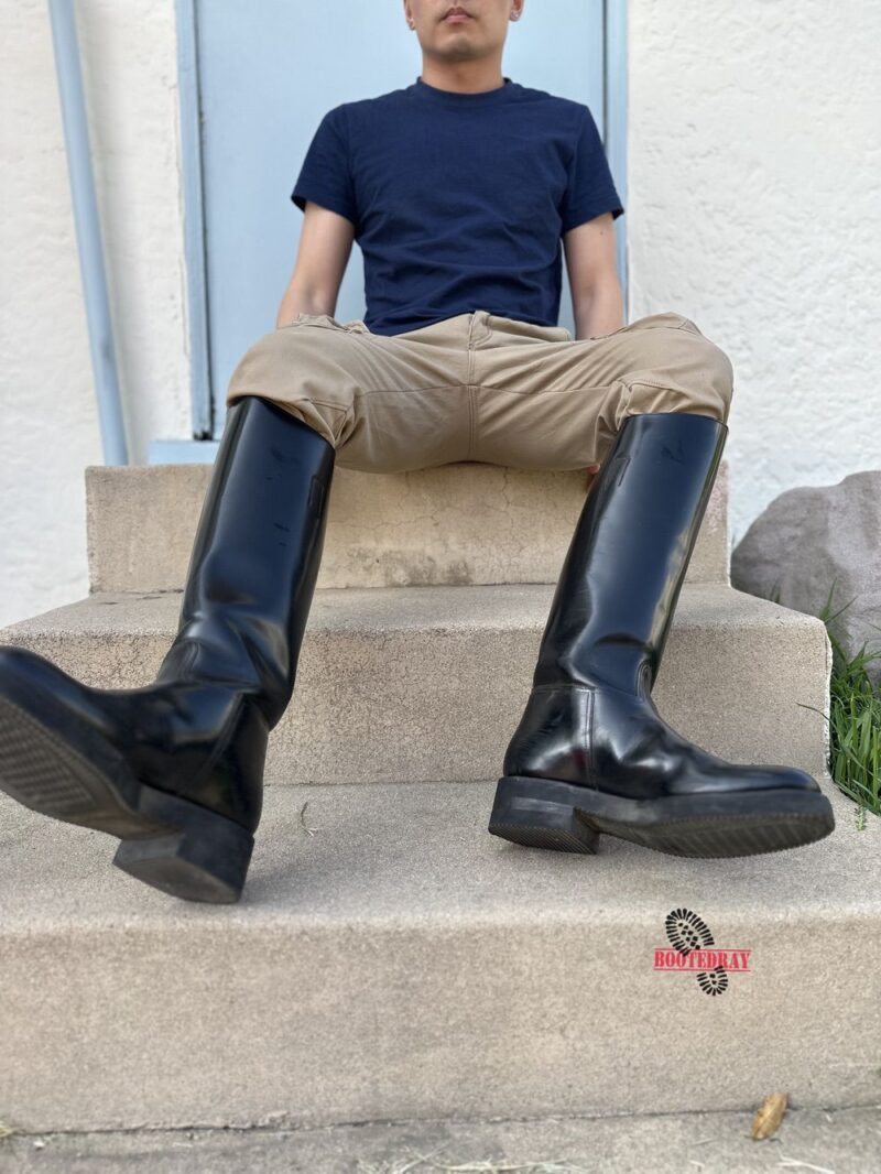 Embossy American Leather Riding Boots - BootedRAY